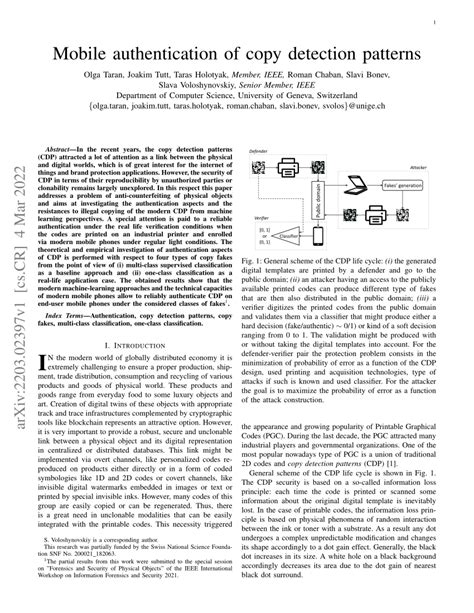 Pdf Mobile Authentication Of Copy Detection Patterns