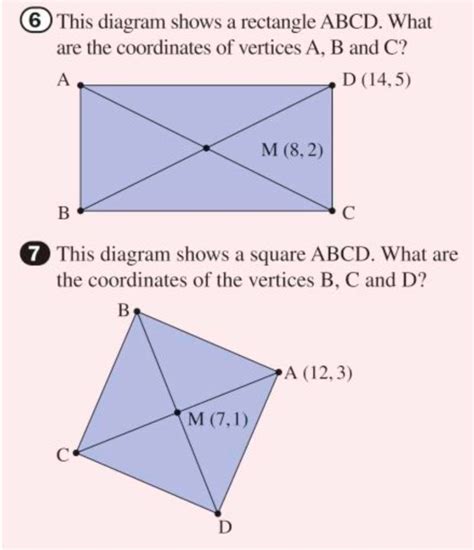 6 this diagram shows a rectangle abcd what are the coordinates of