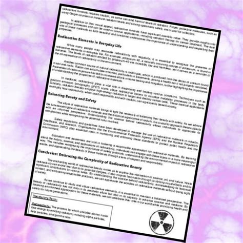 Radioactive Beauty Reading Comprehension By Lesson Plans With Purpose