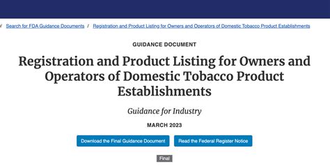 2firsts Us Fda Tobacco Product Listings Must Be Regularly Updated