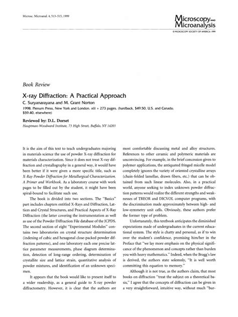 X Ray Diffraction A Practical Approach Pdf X Ray Crystallography