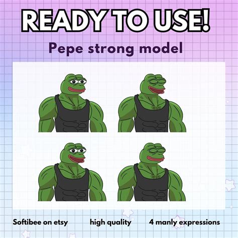 Vtuber Frog Pepe For Twitch 4x Chad Reactive Pngtuber Male Avatars Vtuber Model Male For