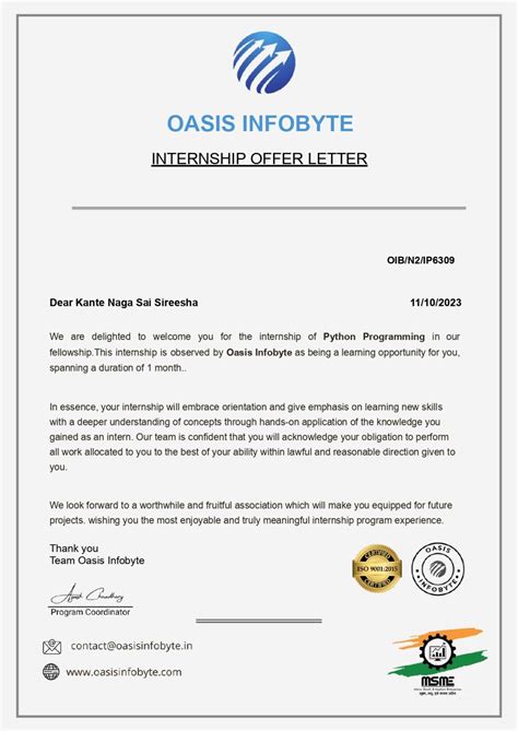 Naga Sai Sireesha Kante On Linkedin Oasisinfobyte Python Programming Oasisinfobyteinternship