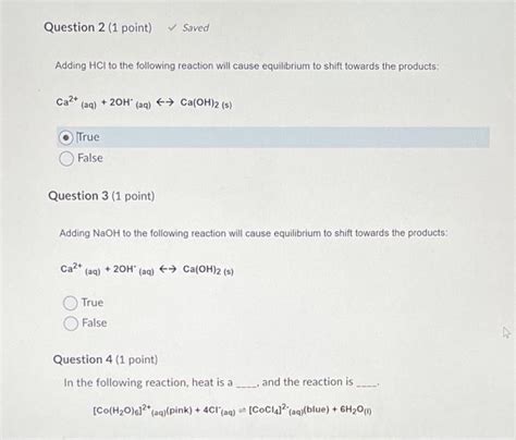 Solved Adding HCl To The Following Reaction Will Cause Chegg