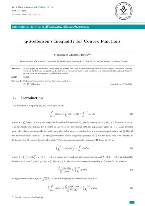 Pdf Q Steffensens Inequality For Convex Functions