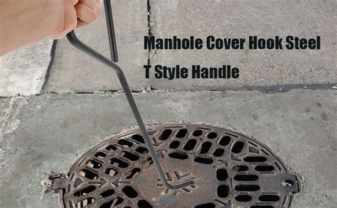 Doitool Manhole Cover Hook Steel T Style Handle Drain Grate