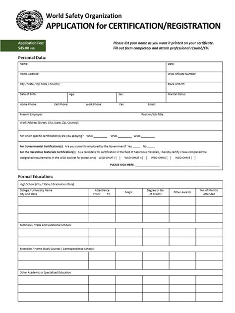 Wso Certification Application Form Pdf Discrimination