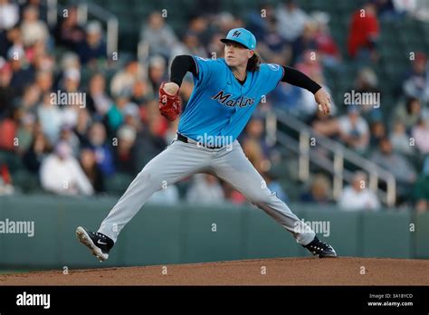 North Port Fl Usa Miami Marlins Pitcher Ryan Weathers 35 Delivers A
