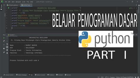 belajar bahasa pemograman dasar python part 1 youtube
