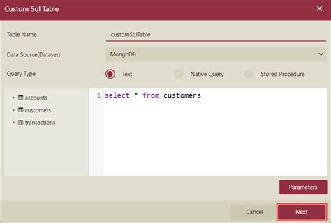 Custom Table Using Mongodb Wyn Documentation