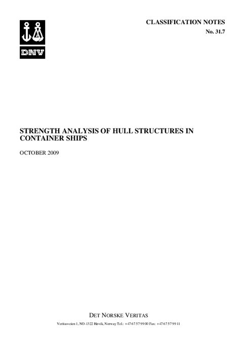 Pdf Classification Notes Strength Analysis Of Hull Structures In