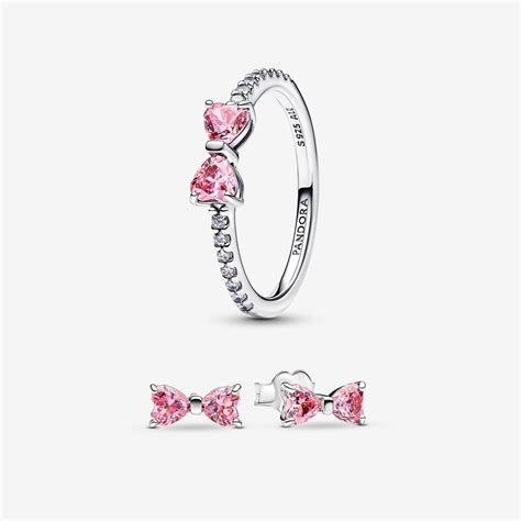 Sparkling Pink Bow Ring Set Sterling Silver Pandora Us
