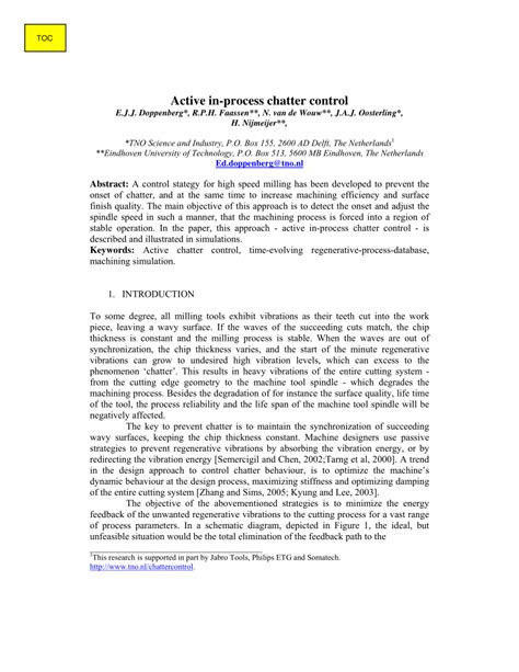 Pdf Active In Process Chatter Control