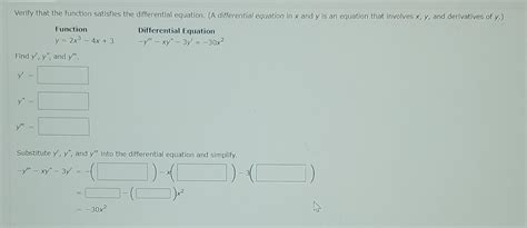 Solved Verify That The Function Satisfies The Differential