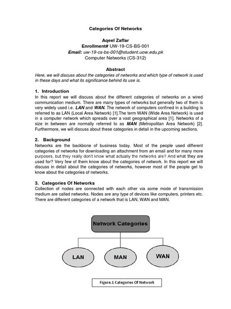 Categories Of Network Report Pdf Computer Network Network Topology