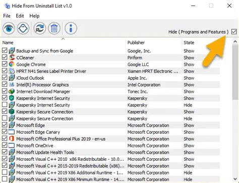 Thông tin bổ sung về Hide From Uninstall List