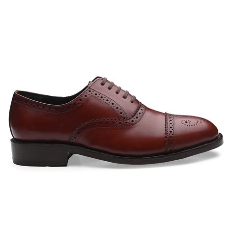 Oxford Brogue Brown Italian Leather Dress Shoes Reverse Goodyear Welte