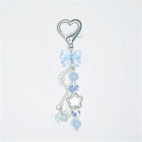 Blue Candy Keychain Cute Beaded Keychain Aesthetic Beaded Keychain Nostalgic Keychain Pretty