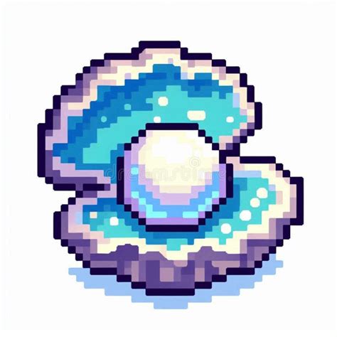 Portrait Of Shells With Pearls Pixel Art Stock Illustration