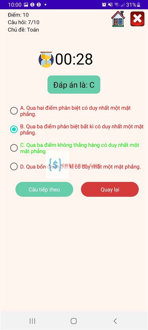 App Android Quiz Thi Trắc Nghiệm Full Chức Năng Sử Dụng Java Csdl