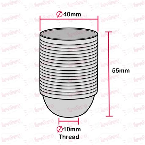 Es E27 Edison Screw Threaded White Lampholder With 10mm Thread