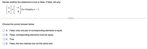solved decide whether the statement is true or false if