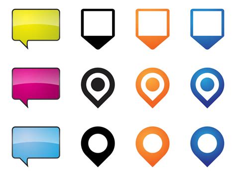 Location Pointers And Speech Bubbles Vector Art And Graphics