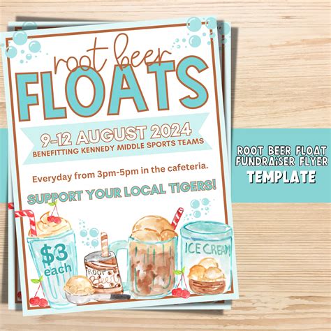 Root Beer Float Editable Fundraiser Flyer Template School Fundraiser Pta Flyers Fundraiser