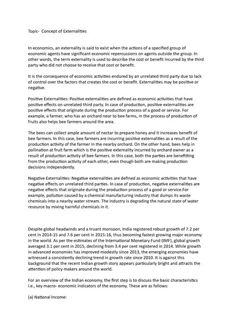 Topic Concept Of Externalities Topic Concept Of Externalities In