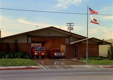 Emergency Television Show Two Firetrucks At Fire Station