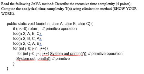 Solved Read The Following Java Method Describe The