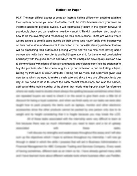 Solution Internship Reflection Paper Guide Studypool