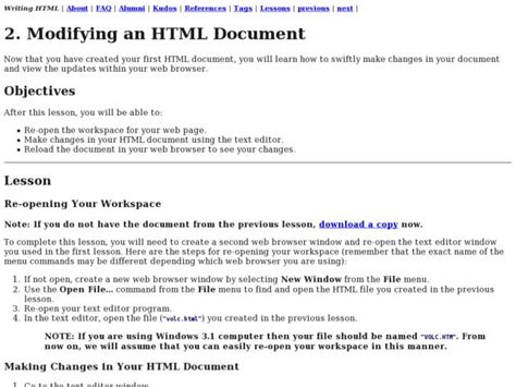 modifying an html document lesson plan for 6th higher ed lesson planet