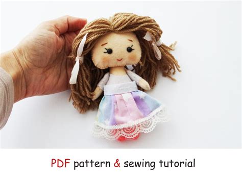Diy Mini Felt Doll Sewing Pattern Tiny Dress Up Doll Template