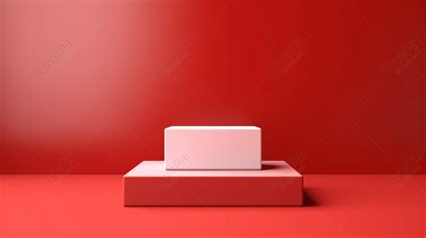 제품 프레젠테이션을 통한 눈에 띄는 최소한의 레드 큐브 포디움 단순하면서도 눈에 띄는 3d 렌더링 기술 개념 제품 디스플레이 배경 빨간색 배경 레드 배경 이미지 Hd