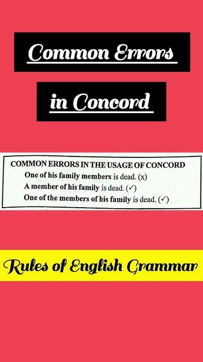 Common Errors In Concord Englishgrammar Grammar Spokenenglish English Rulesofenglishgrammar
