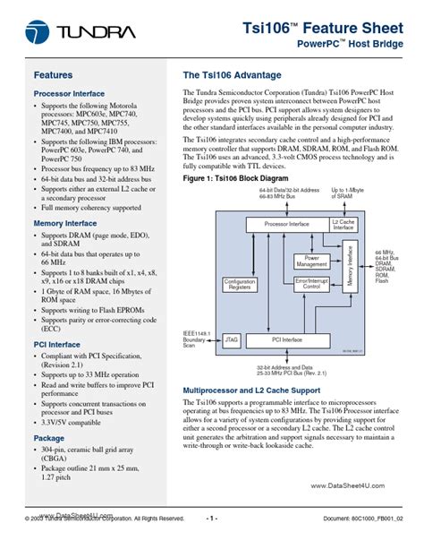 Tsi106g Powerpc Host Bridge Tundra Semiconductor