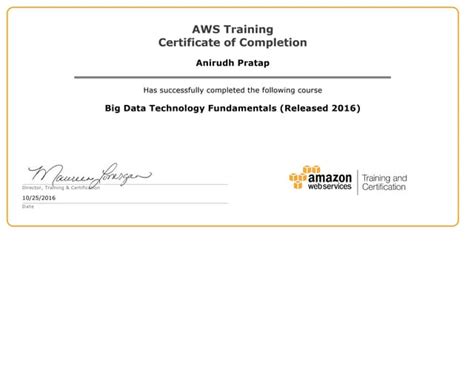 Certificate Aws Big Data Technology Fundamentals Pdf