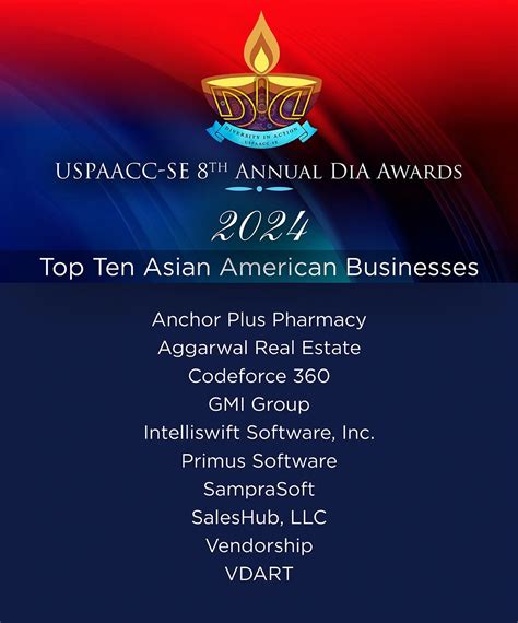 Uspaacc Se 8th Annual Dia Awards 2024 Top Ten Asian American Businesses Uspaacc Southeast