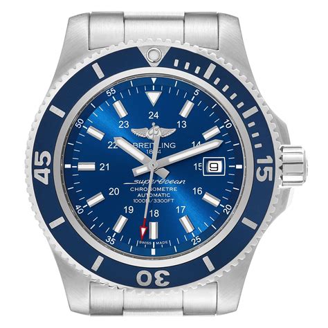 Breitling Superocean Ii Blue Dial Steel Mens Watch A17365 Box Card At