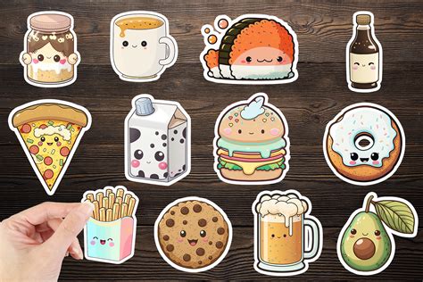 Cute Kawaii Stickers Chefs Kawaii Food Paper Stickers Kawaii Pen