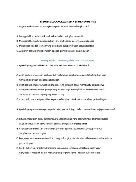 Sains Sukan Spm Form 4 5 Kertas 1 Pdf