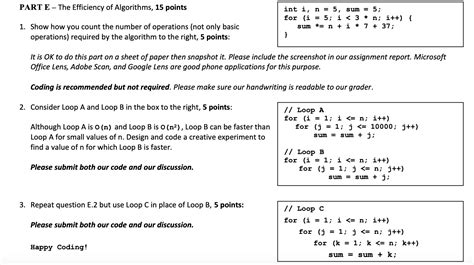 Solved Part E The Efficiency Of Algorithms 15 Points 1