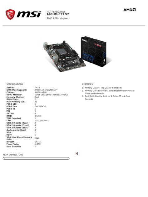 A68hm E33 V2 Amd A68h Chipset Pdf Advanced Micro Devices