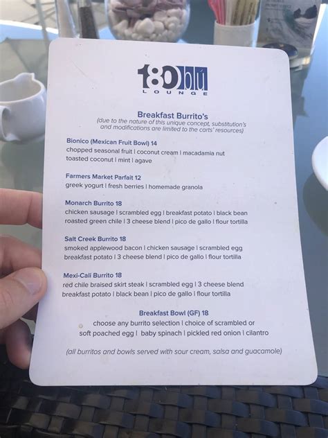 Menu At 180blũ Restaurant Dana Point 1 Ritz Carlton Dr