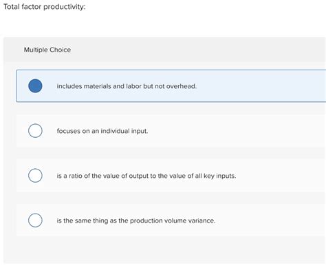 Solved Total Factor Productivity Multiple Choice Includes
