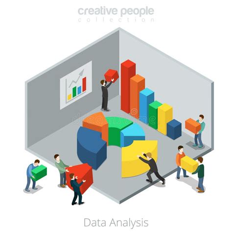Data Analysis Business Marketing Server Vector Flat 3d Isometric Stock