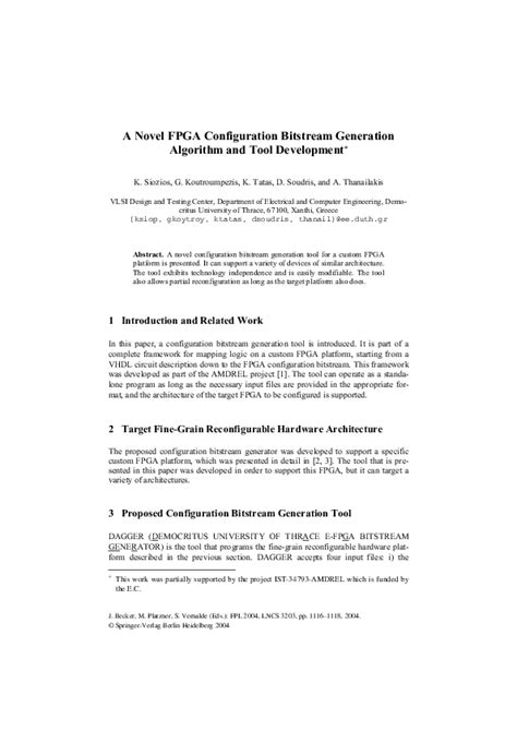 Pdf A Novel Fpga Configuration Bitstream Generation Algorithm And Tool Development