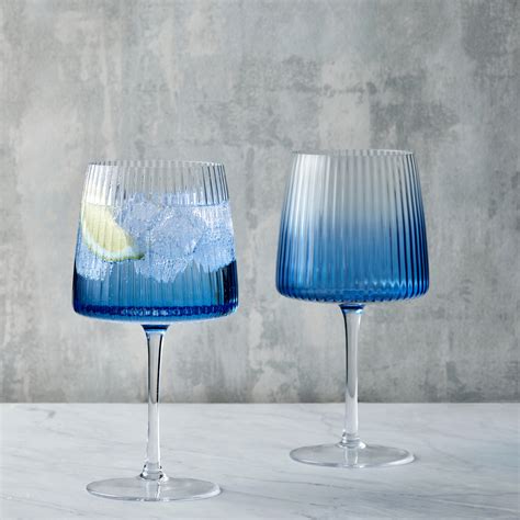 Set Of 2 Empire Gin Glasses Blue The Drh Collection