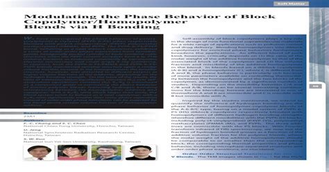Modulating The Phase Behavior Of Block Copolymer · Modulating The